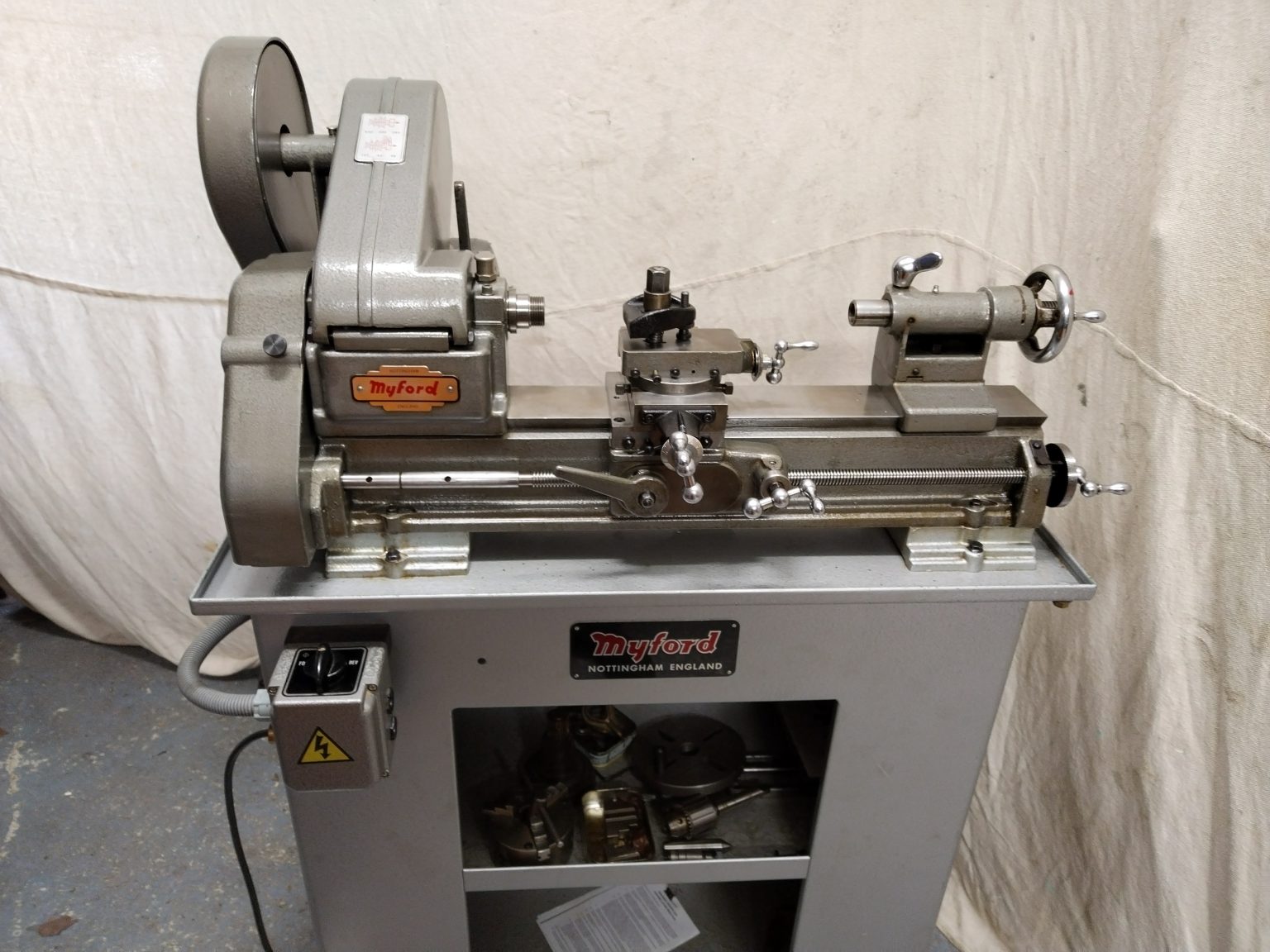Myford ML10 lathe with original cabinet, serial number V129312 ...